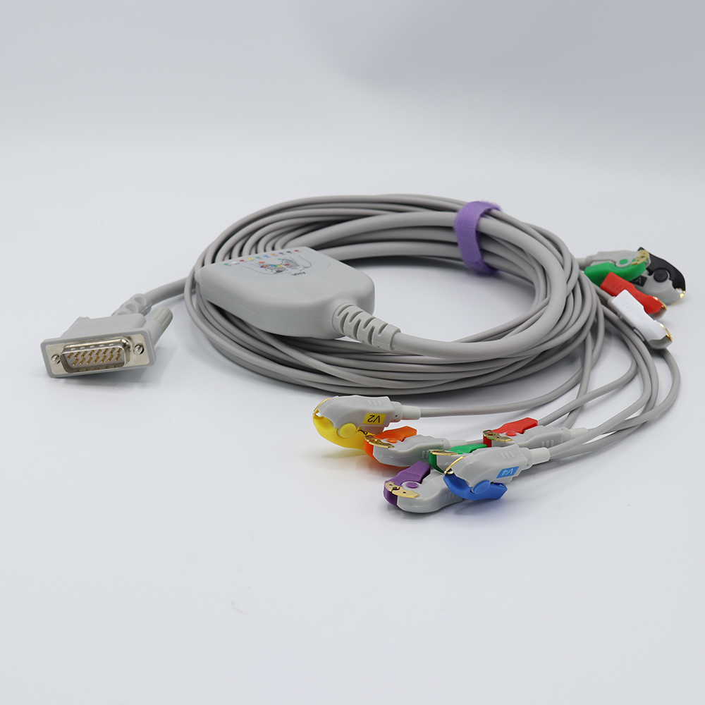 Philips Compatible One-piece EKG Cable 10 Leads Pinch AHA SK1113P
